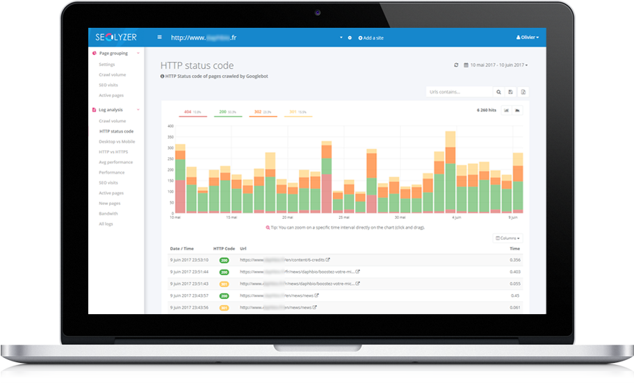 Analyse de logs gratuite pour le SEO - Seolyzer.io